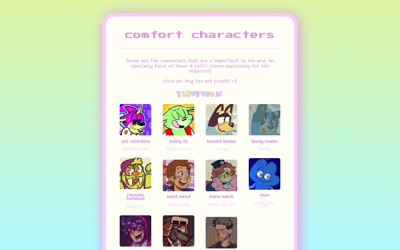 mo's comfy characters